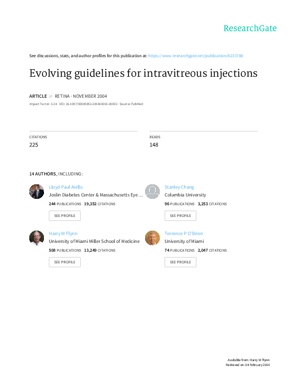 (PDF) EVOLVING GUIDELINES FOR INTRAVITREOUS INJECTIONS
