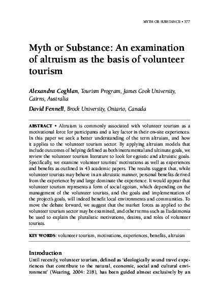 (PDF) Myth or substance: An examination of altruism as the basis of ...