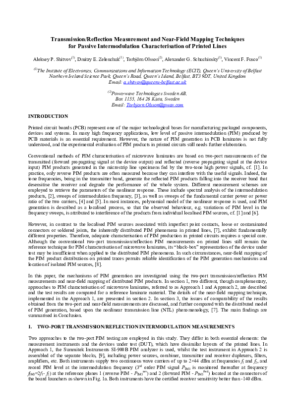 (PDF) Transmission/reflection measurement and near-field mapping techniques for passive ...