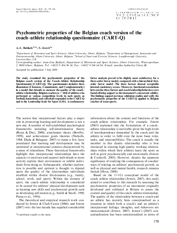 (PDF) Psychometric properties of the Belgian coach version of the coach ...