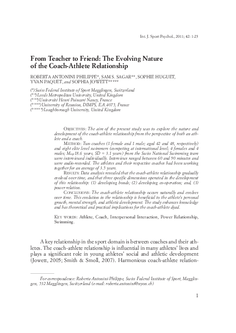 (PDF) From teacher to friend: the evolving nature of the coach-athlete ...