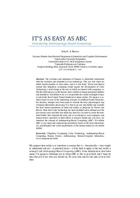 (PDF) It’s as Easy as ABC | John N A Brown - Academia.edu