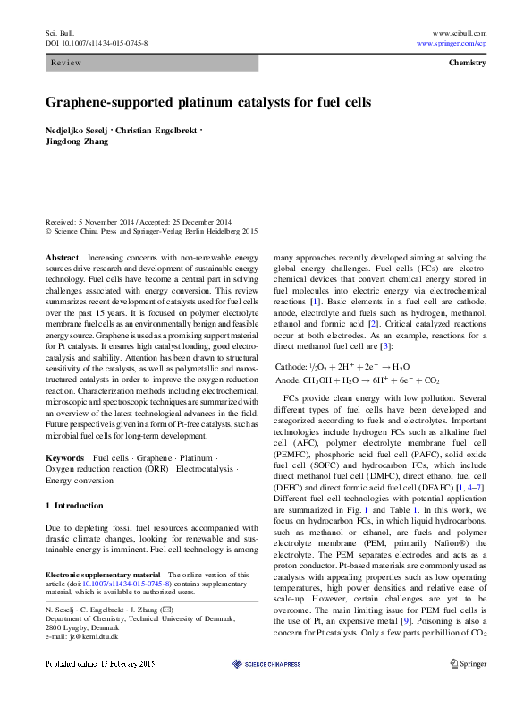 (PDF) Graphene-supported platinum catalysts for fuel cells