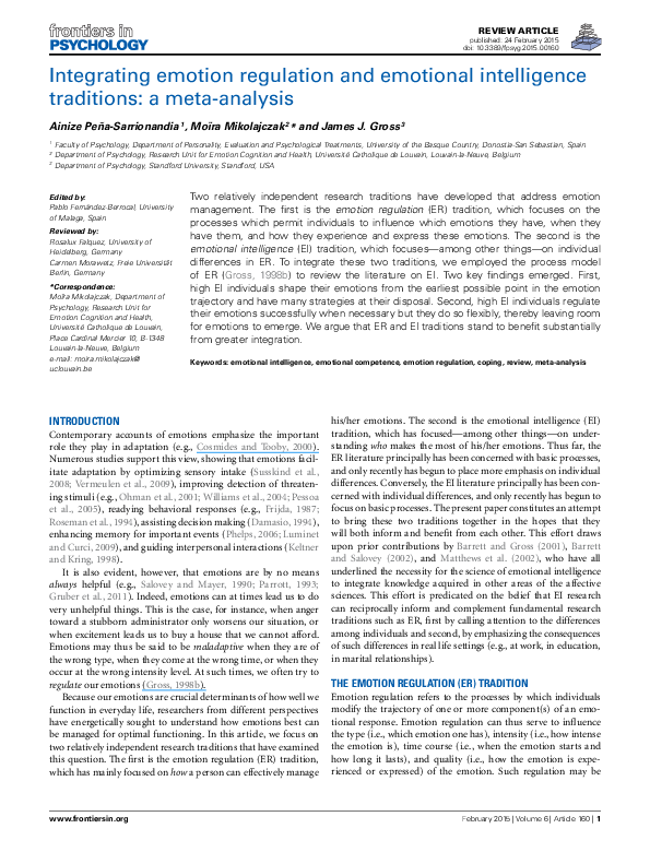(PDF) Integrating emotion regulation and emotional intelligence ...