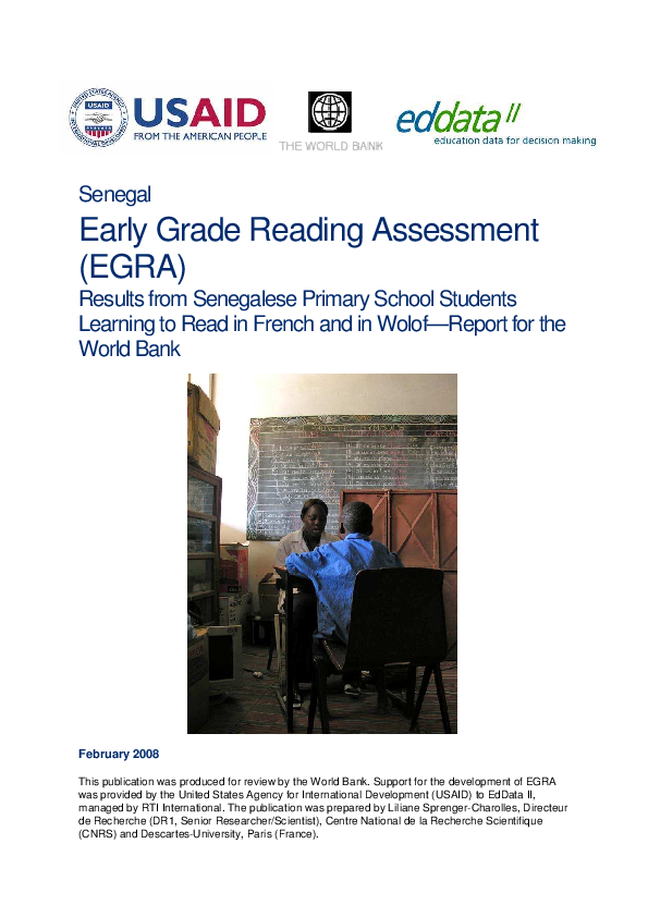 (PDF) Senegal Early Grade Reading Assessment (EGRA): Results from ...