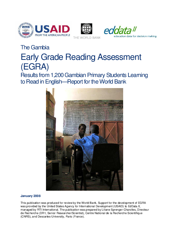 (PDF) The Gambia Early Grade Reading Assessment (EGRA): Results from 1,200 Gambian Primary ...