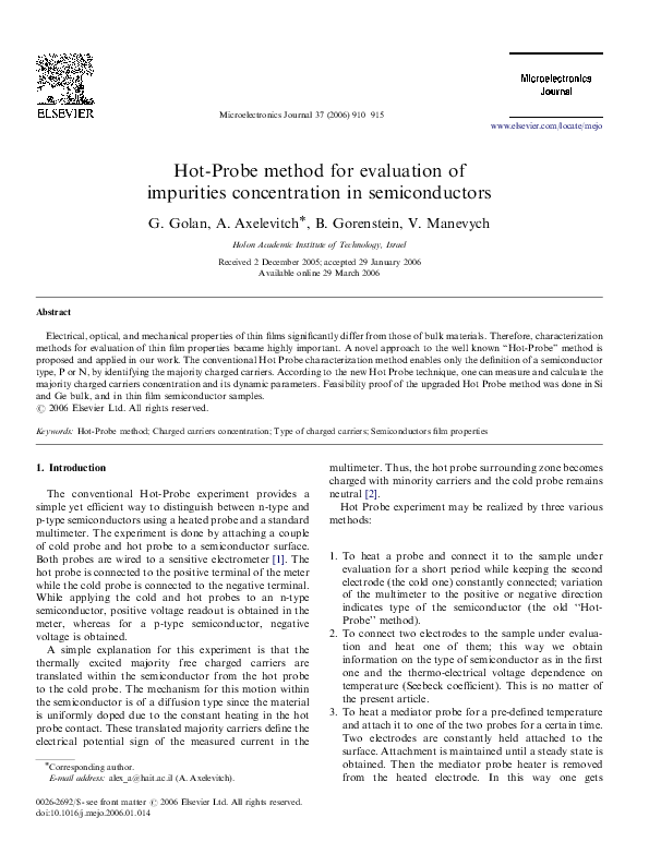(PDF) Hot-Probe method for evaluation of impurities concentration in ...