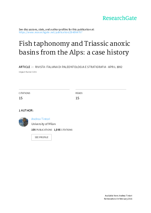 (PDF) Fish taphonomy and Triassic anoxic basins from the Alps: a case ...