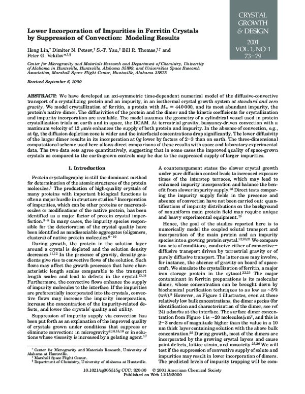 (PDF) Lower Incorporation of Impurities in Ferritin Crystals by ...