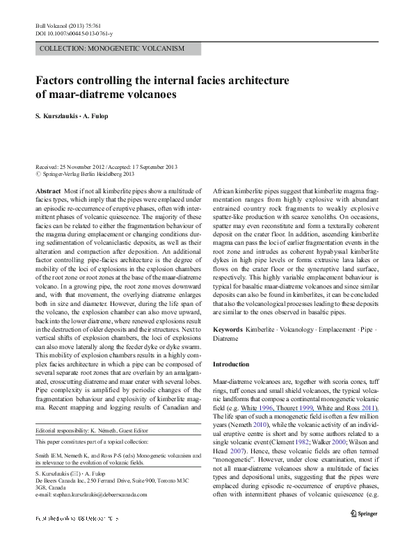 (PDF) Factors controlling the internal facies architecture of maar ...