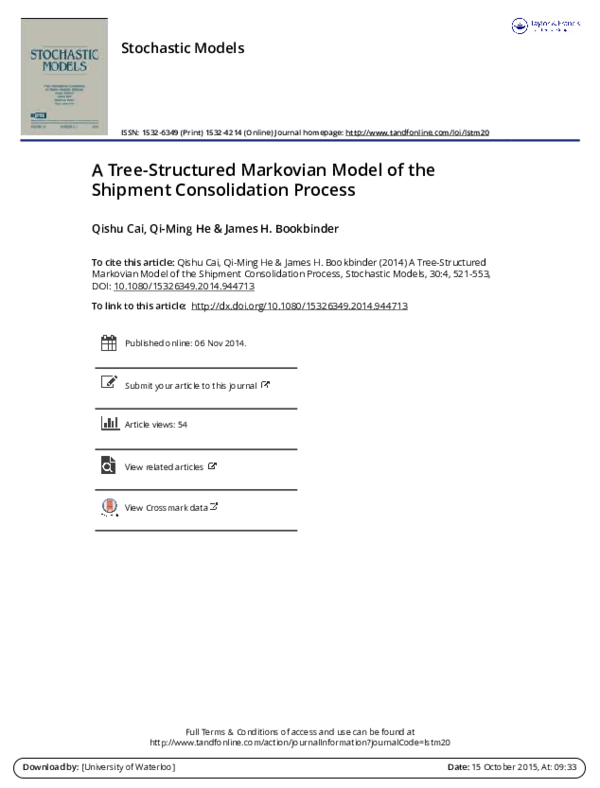 (PDF) Stochastic Models A Tree-Structured Markovian Model of the Shipment Consolidation Process ...