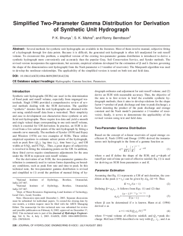 (PDF) Simplified Two-Parameter Gamma Distribution for Derivation of ...