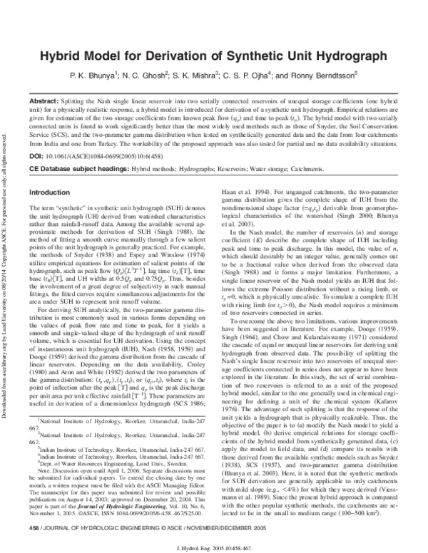 (PDF) Hybrid Model for Derivation of Synthetic Unit Hydrograph