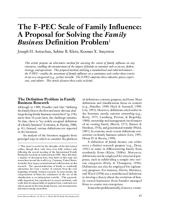(PDF) The F-PEC Scale of Family Influence: A Proposal for Solving the ...