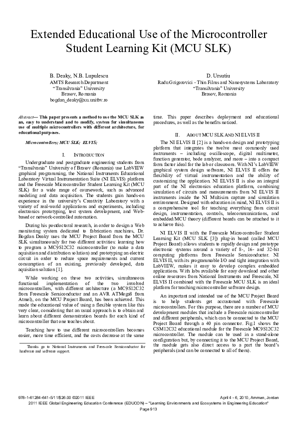 (PDF) Extended educational use of the Microcontroller Student Learning Kit (MCU SLK)