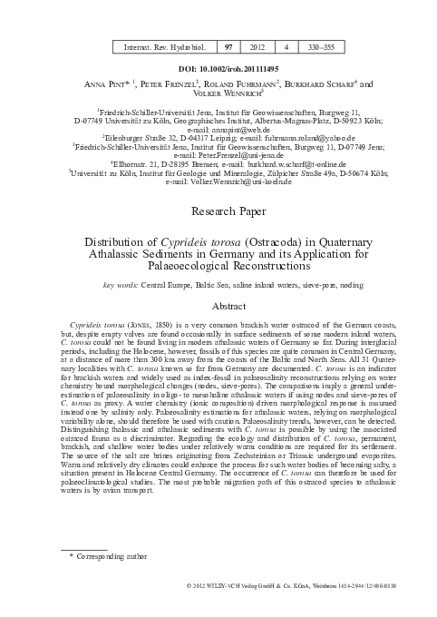 (PDF) Distribution of Cyprideis torosa (Ostracoda) in Quaternary ...