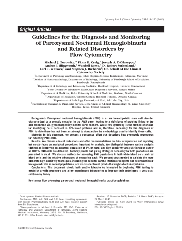 (PDF) Diagnosing PNH with FLAER and multiparameter flow cytometry | Ian ...