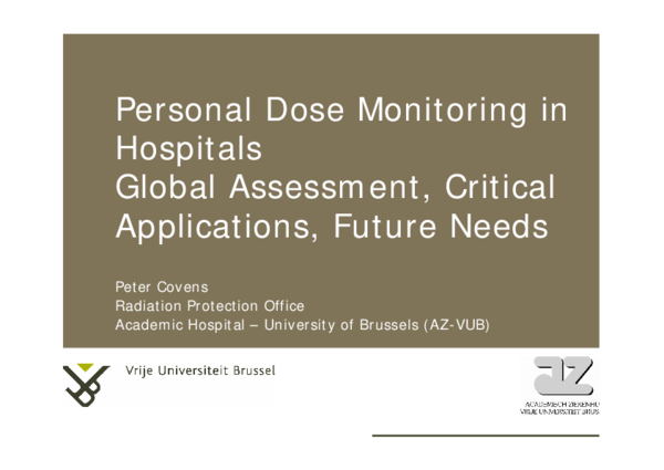 (PDF) Personal dose monitoring in hospitals: global assessment ...