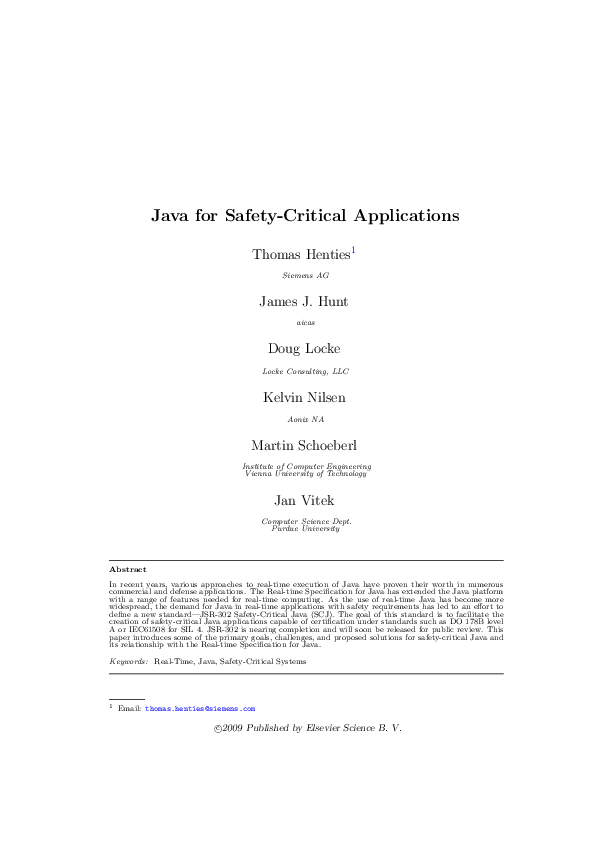 (PDF) Java for safety-critical applications