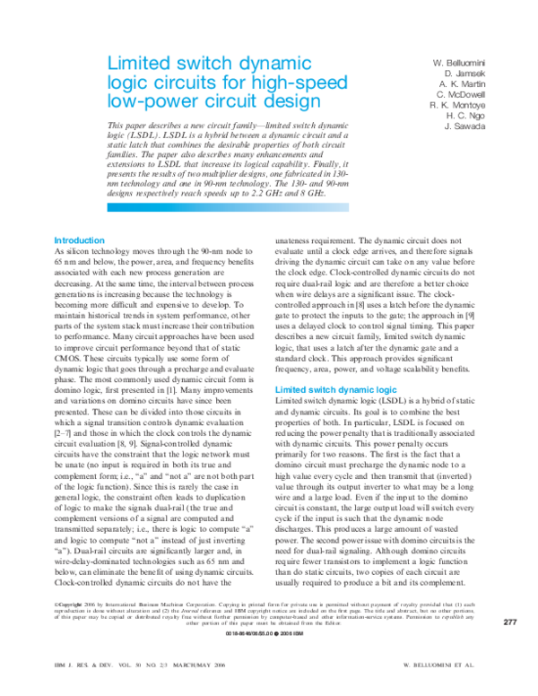 (PDF) Limited switch dynamic logic circuits for high-speed low-power ...