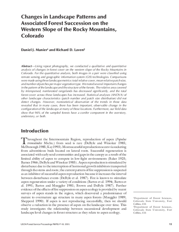 (PDF) Changes in landscape patterns and associated forest succession on ...