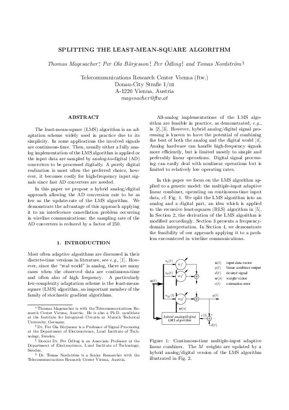 (PDF) Splitting the Least-Mean-Square Algorithm