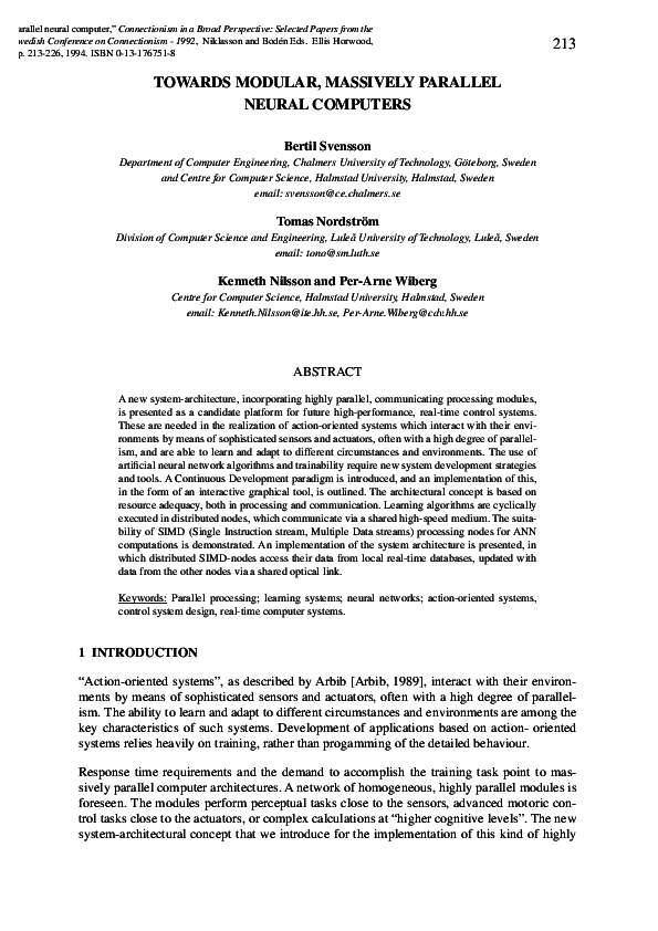 (PDF) Towards modular, massively parallel neural computers