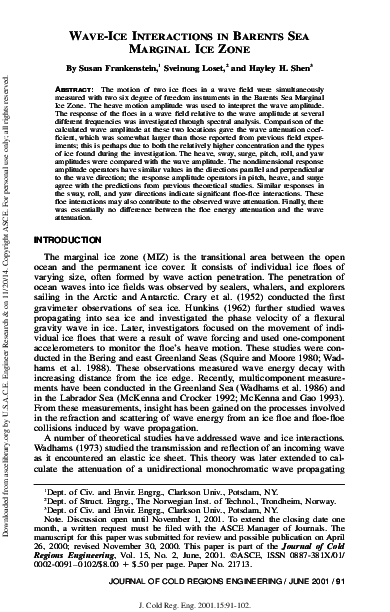 (PDF) Wave-Ice Interactions in Barents Sea Marginal Ice Zone