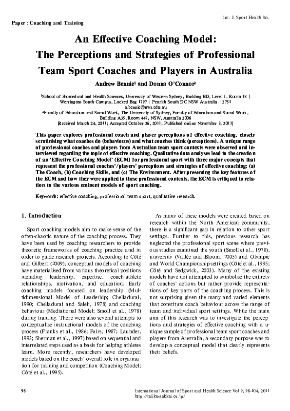 (PDF) An Effective Coaching Model: The Perceptions and Strategies of ...