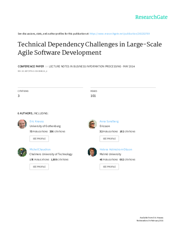 (PDF) Technical dependency challenges in large-scale agile software development