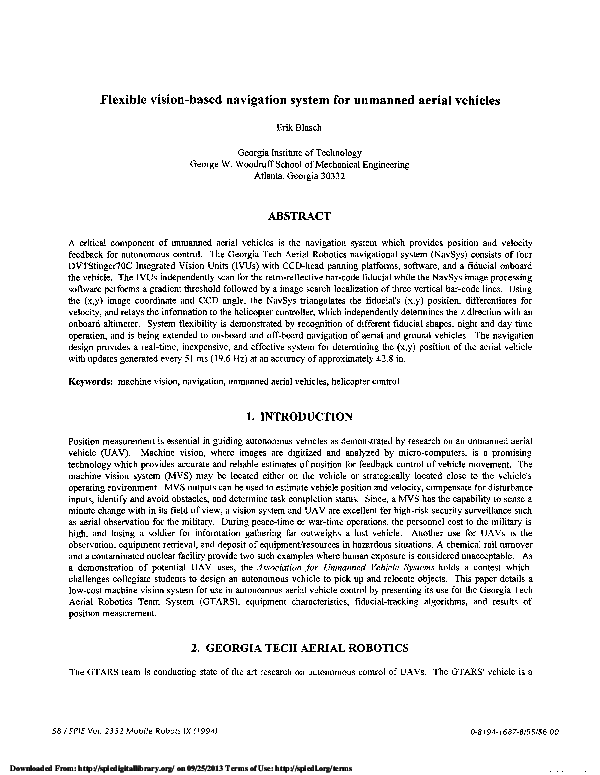 (PDF) Flexible vision-based navigation system for unmanned aerial vehicles