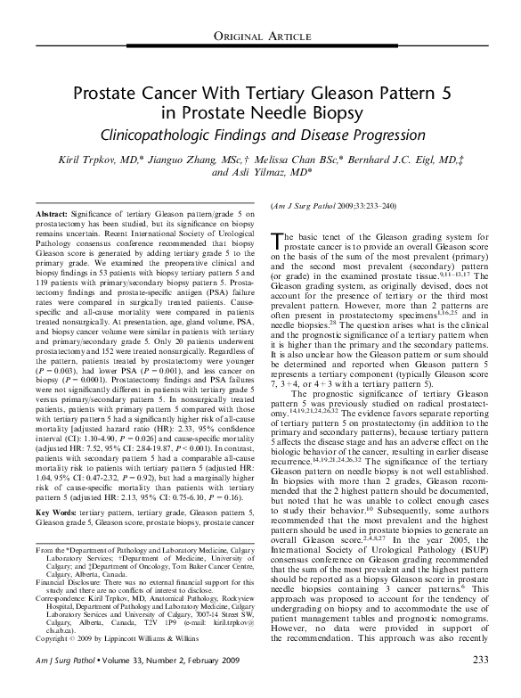 (PDF) Prostate Cancer With Tertiary Gleason Pattern 5 in Prostate ...
