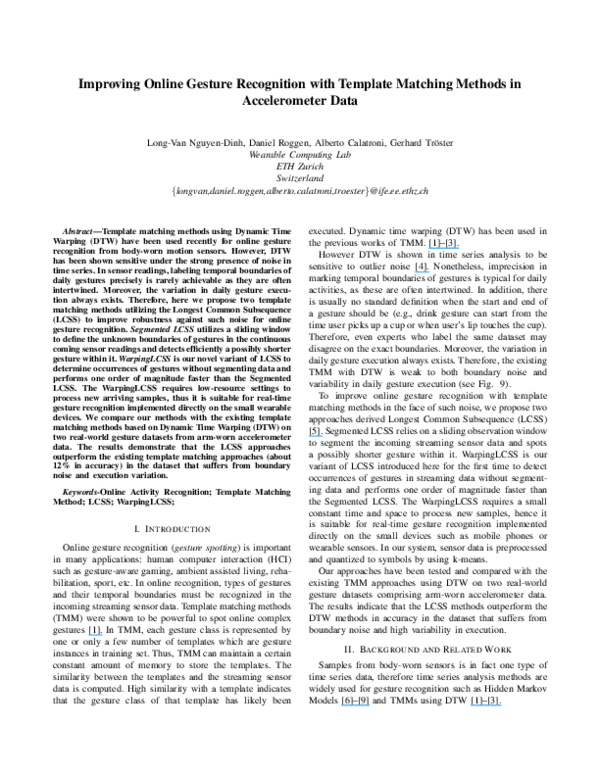(PDF) Improving online gesture recognition with template matching methods in accelerometer data