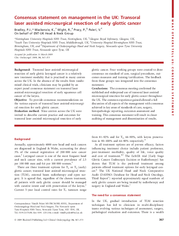 (PDF) Consensus statement on management in the UK: Transoral laser ...