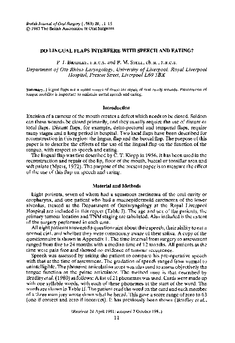 (PDF) Do lingual flaps interfere with speech and eating?