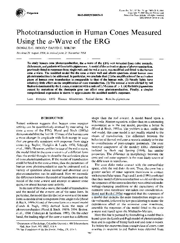 (PDF) Phototransduction in human cones measured using the a-wave of the ...