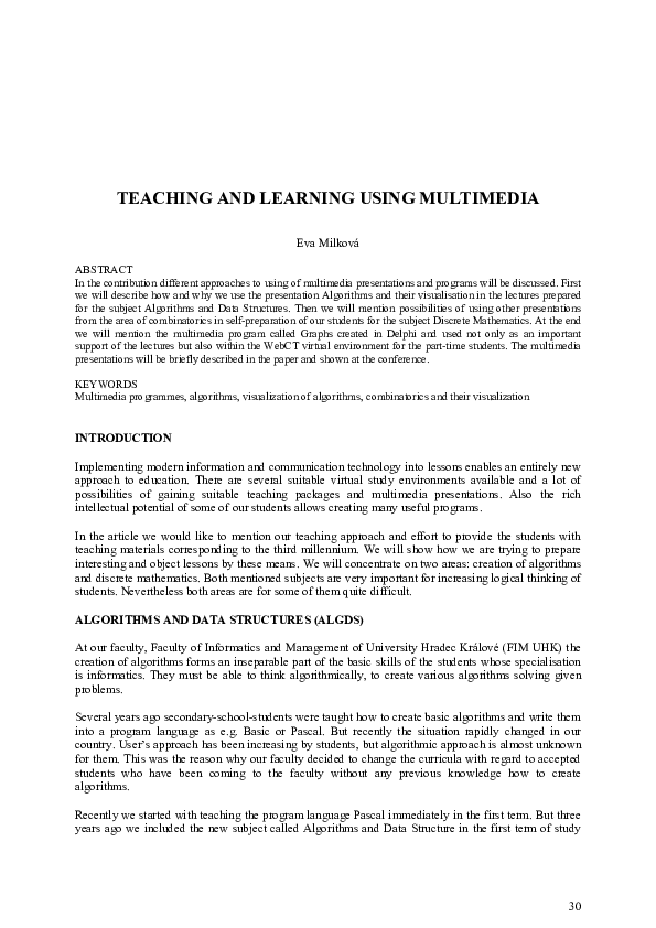 (PDF) Teaching and learning using multimedia