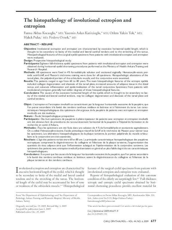 (PDF) The histopathology of involutional ectropion and entropion
