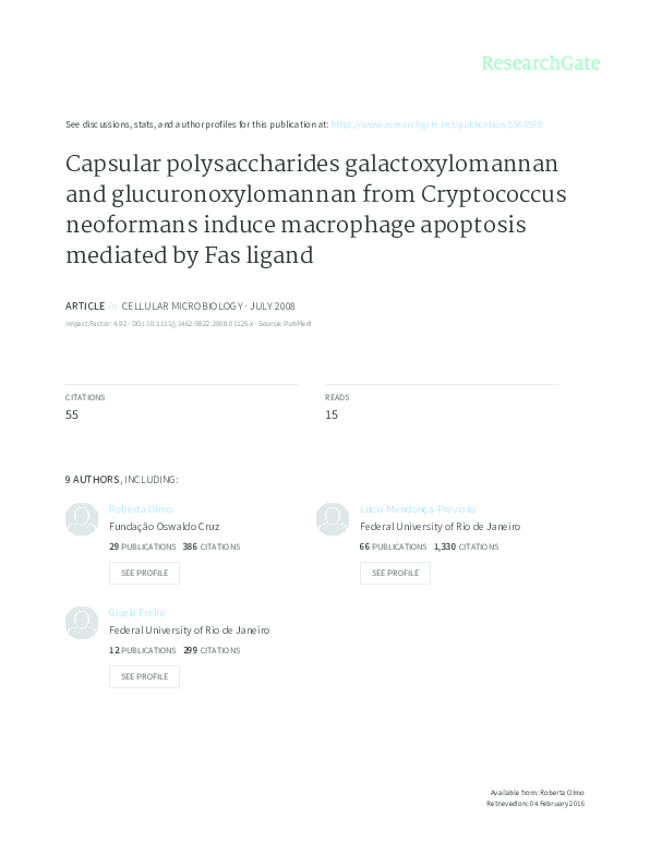 (PDF) Capsular polysaccharides galactoxylomannan and ...