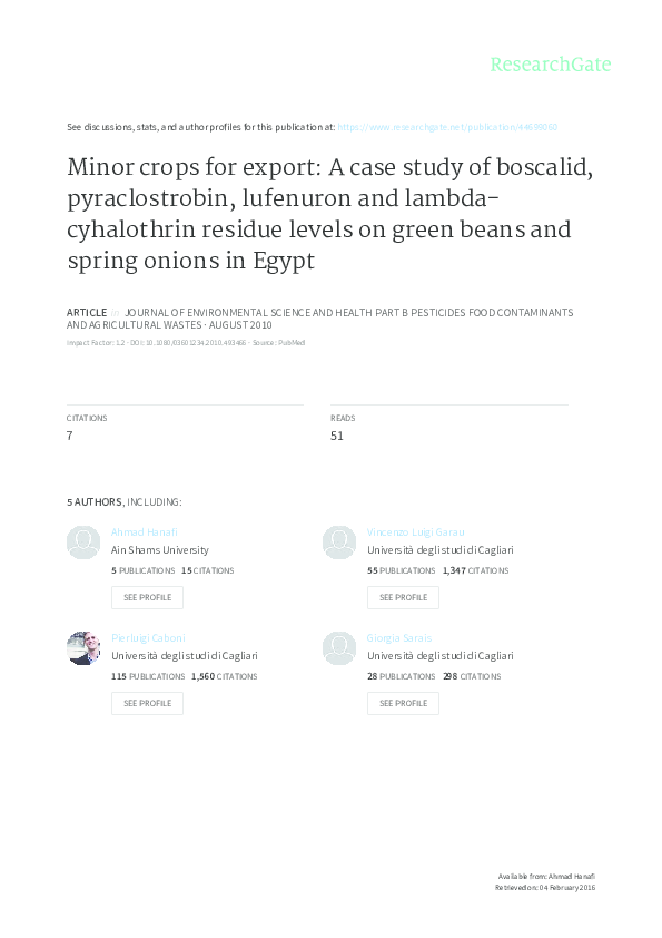 (PDF) Minor crops for export: A case study of boscalid, pyraclostrobin ...