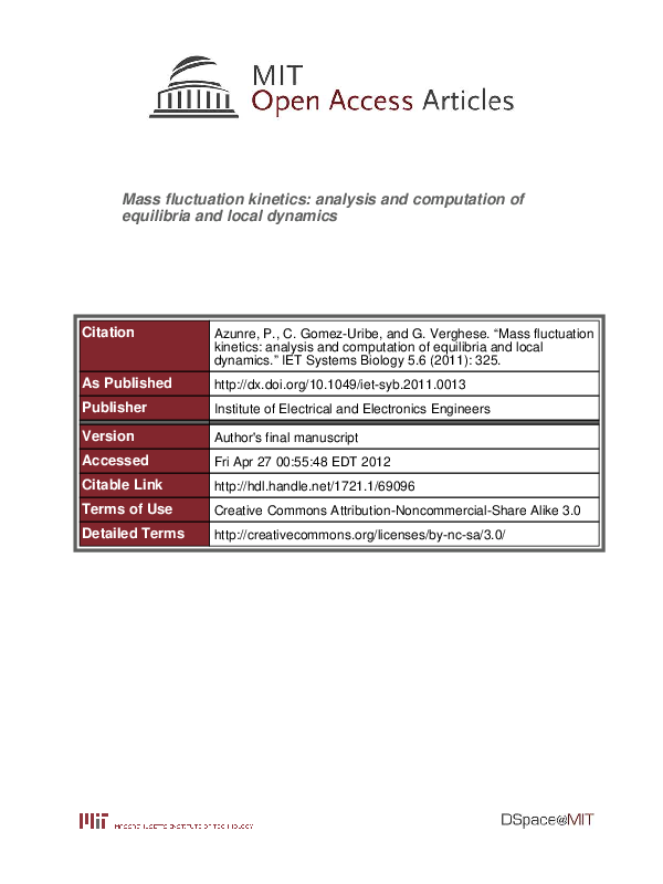 (PDF) Mass fluctuation kinetics: analysis and computation of equilibria ...