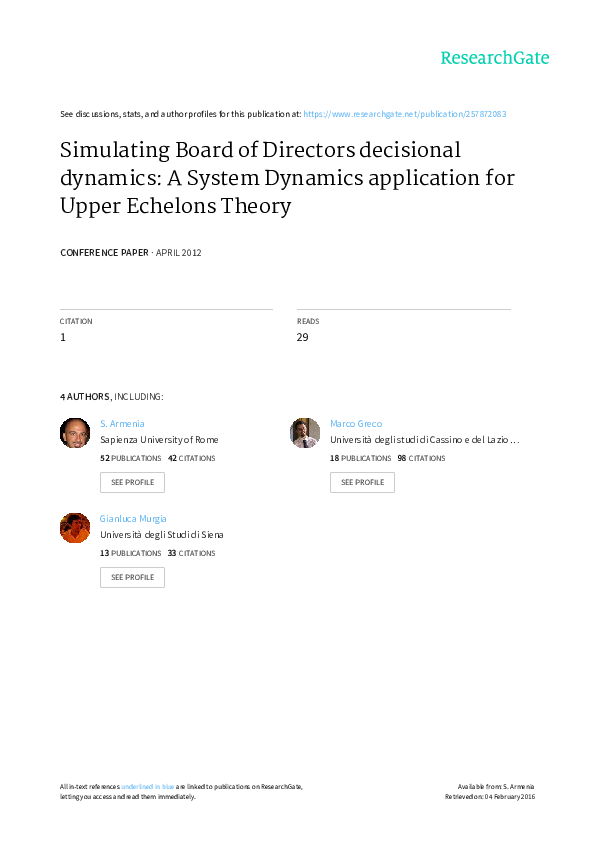 (PDF) Simulating Board of Directors decisional dynamics: A System ...