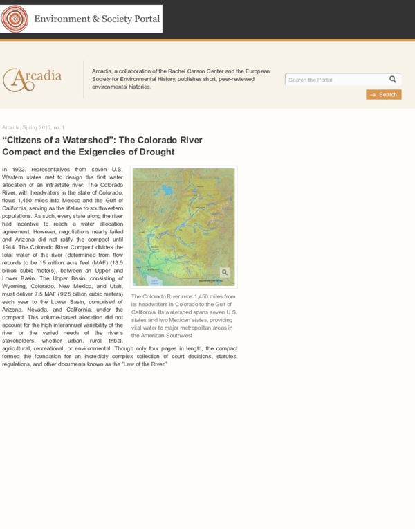 (PDF) "Citizens of a Watershed": The Colorado River Compact and the ...