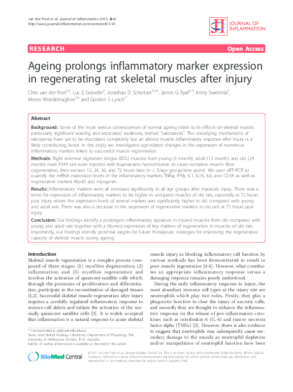 (PDF) Ageing prolongs inflammatory marker expression in regenerating ...