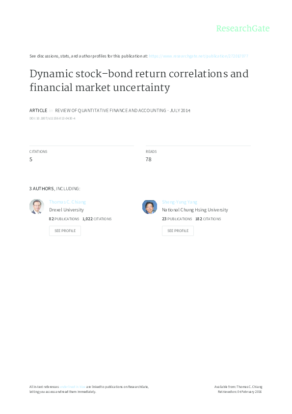 (PDF) Dynamic stock–bond return correlations and financial market ...