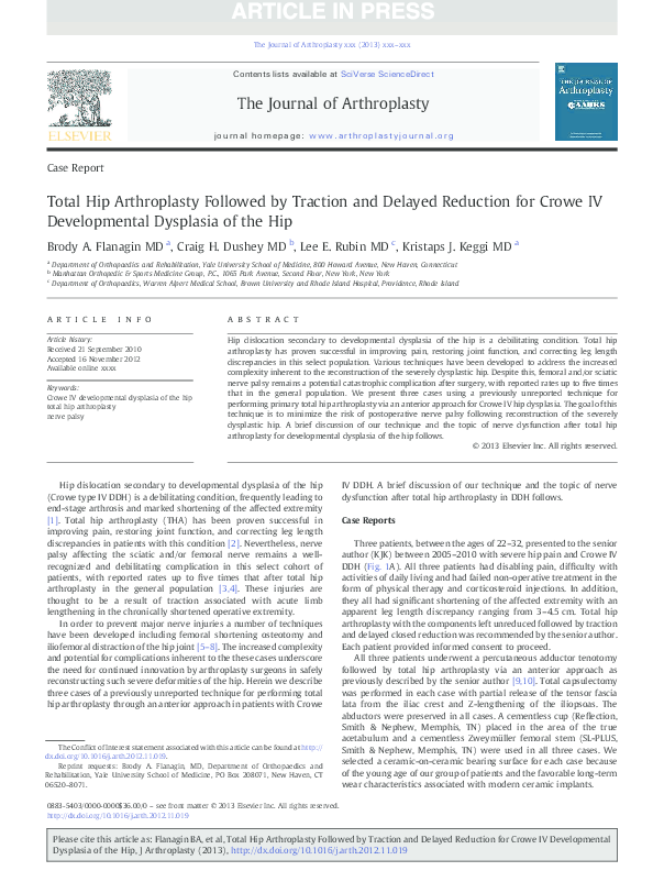 (PDF) Total Hip Arthroplasty Followed by Traction and Delayed Reduction ...