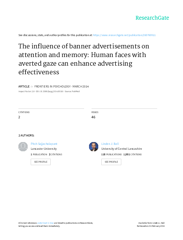 (PDF) The influence of banner advertisements on attention and memory ...