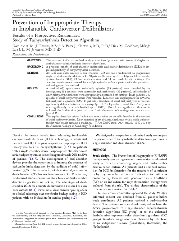 (PDF) Prevention of inappropriate therapy in implantable cardioverter ...
