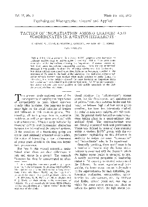 (PDF) Tactics of ingratiation among leaders and subordinates in a ...