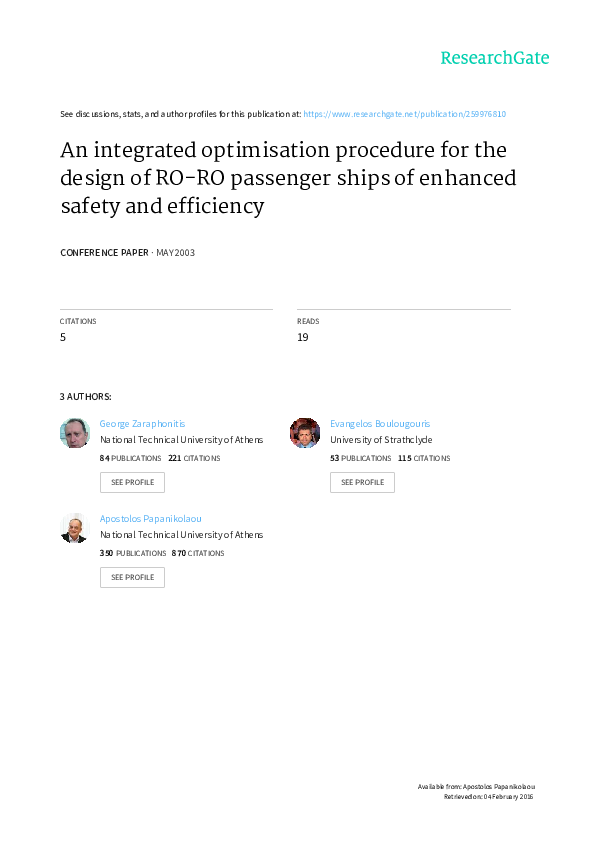 (PDF) An integrated optimisation procedure for the design of RO-RO ...